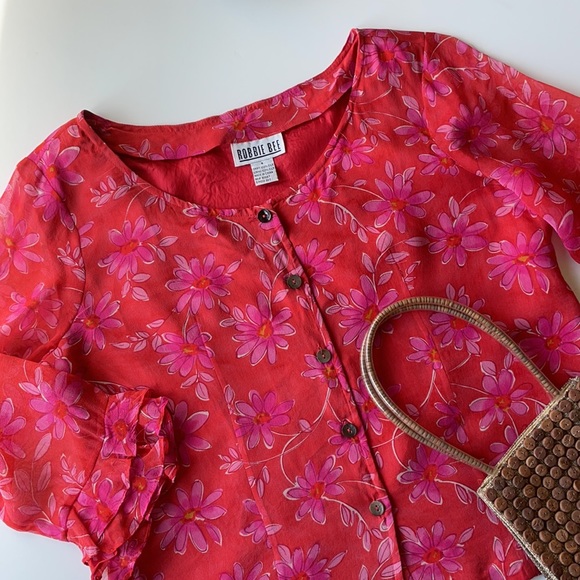Vintage | Tops | Vintage Y2k Robbie Bee Silk Floral Blouse Size 8 ...